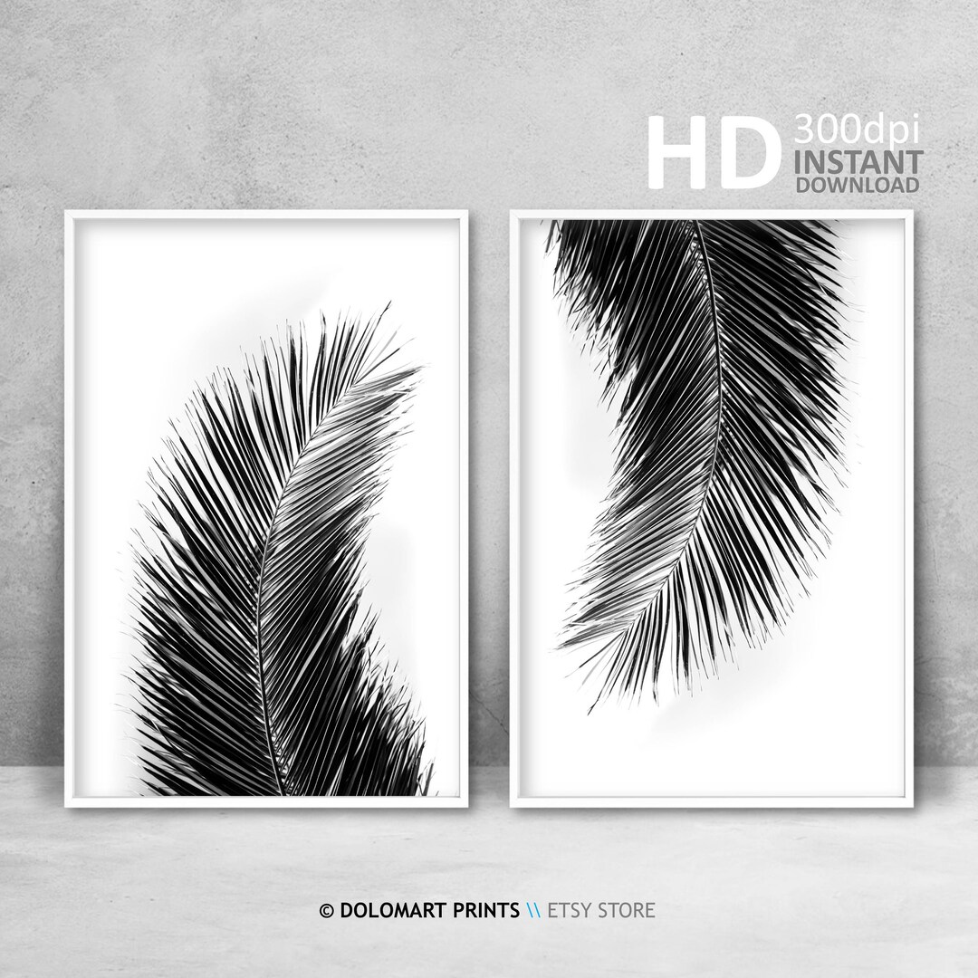 Palm Leaf Print 2 Piece Palm Leaf Printable Tropical Leaf Zen Wall