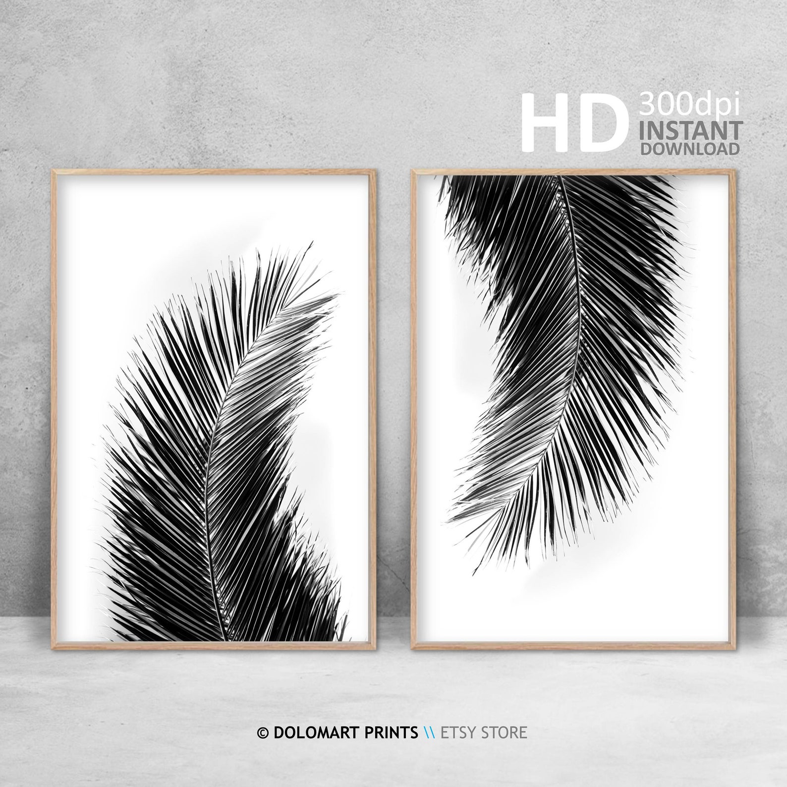 Palm Leaf Print 2 Piece Palm Leaf Printable Tropical Leaf - Etsy