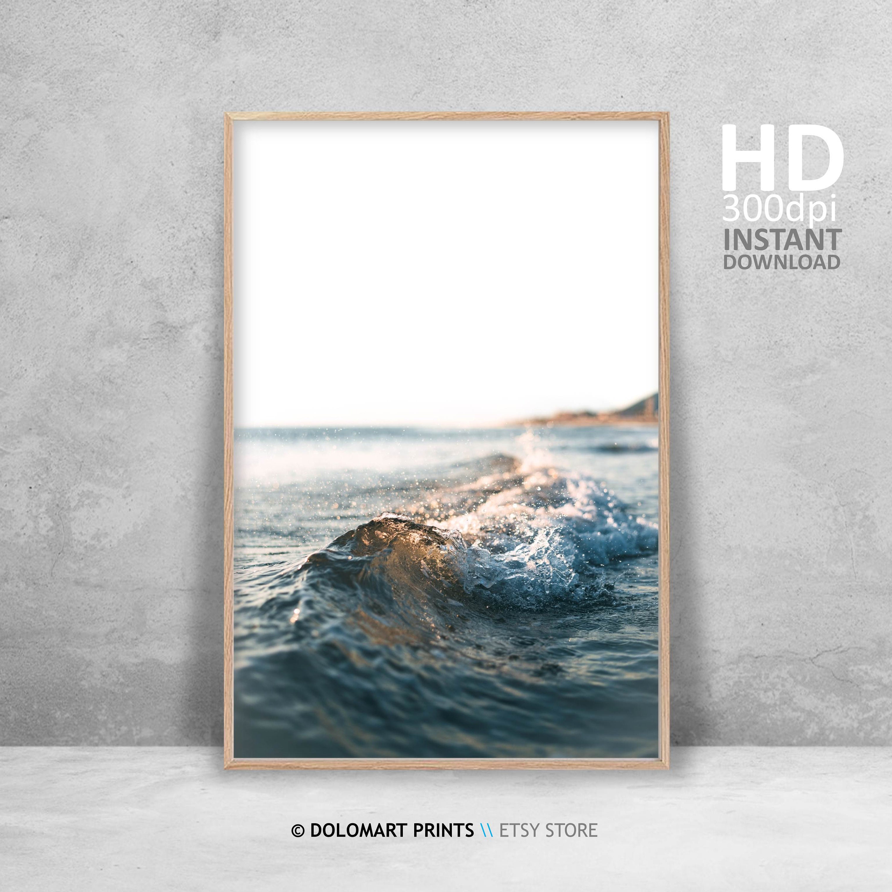 Beach Wall Art Poster Ocean Art Print Wave Print Coastal | Etsy