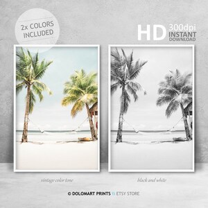 Black and White Tropical Prints Wall Gallery Set, Beach Poster Bundle ...
