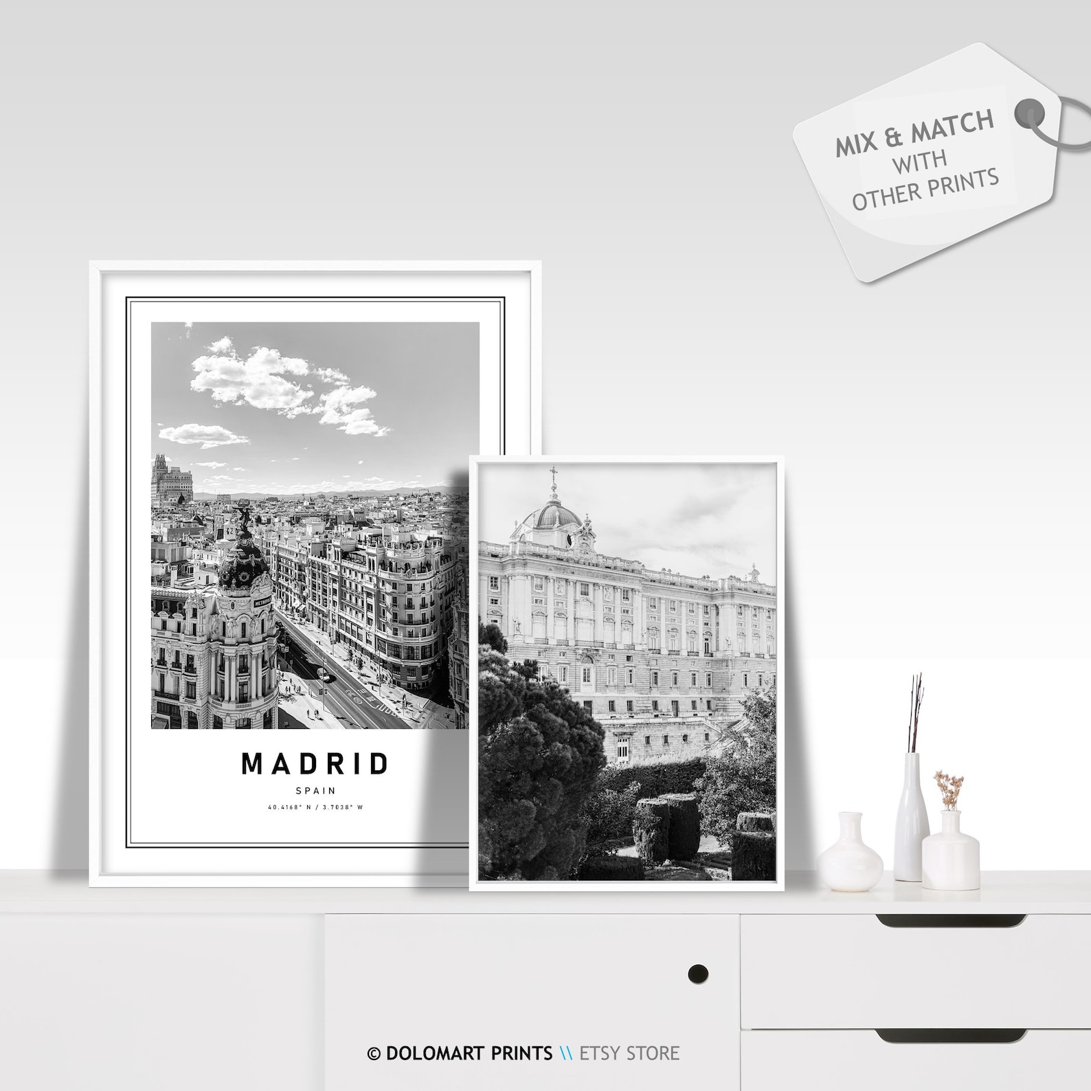 Madrid Print, Madrid Poster, Travel Wall Art Decor, Madrid Black and ...