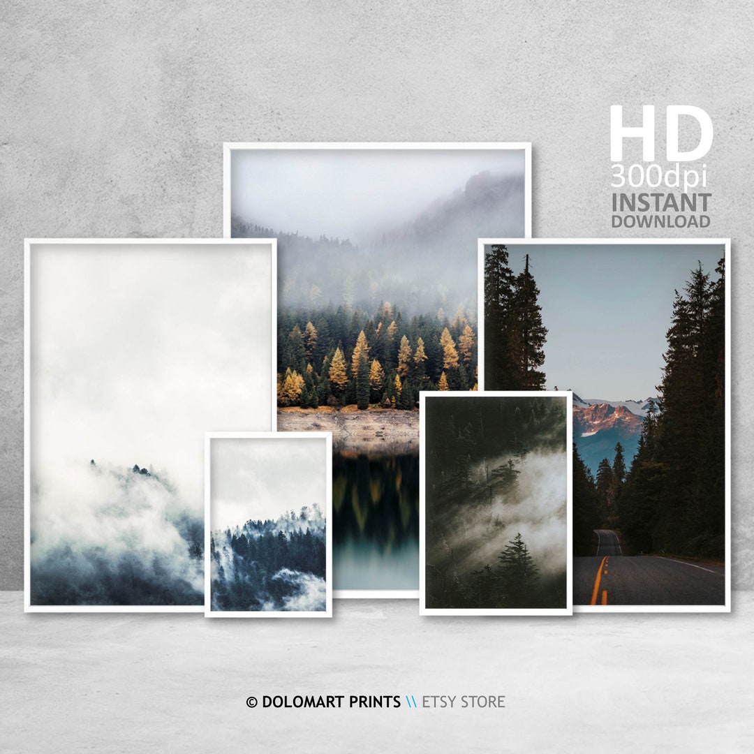 Set of Minimal Forest Prints, Moody Woodlands Poster Set, Nordic ...