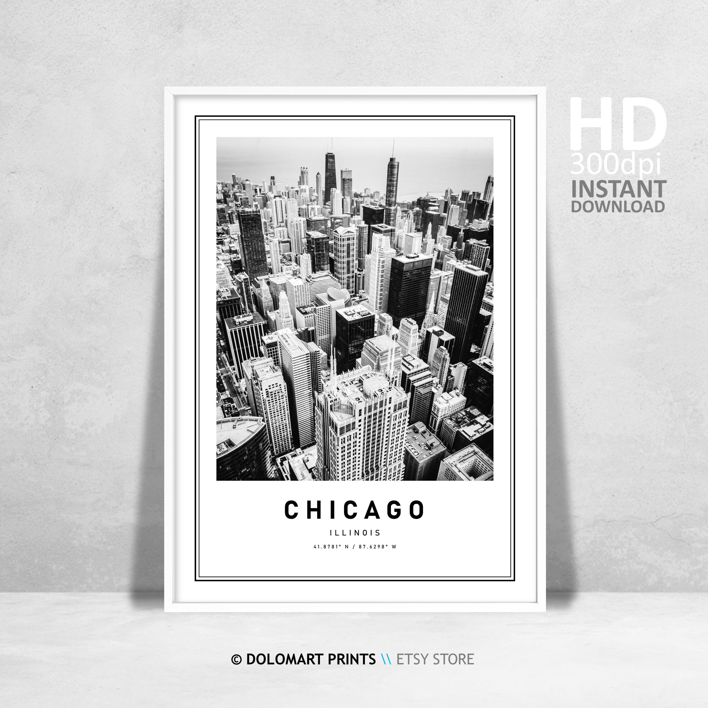 Chicago Print, Chicago Illinois Poster, Unique Wall Art Decor, Chicago ...