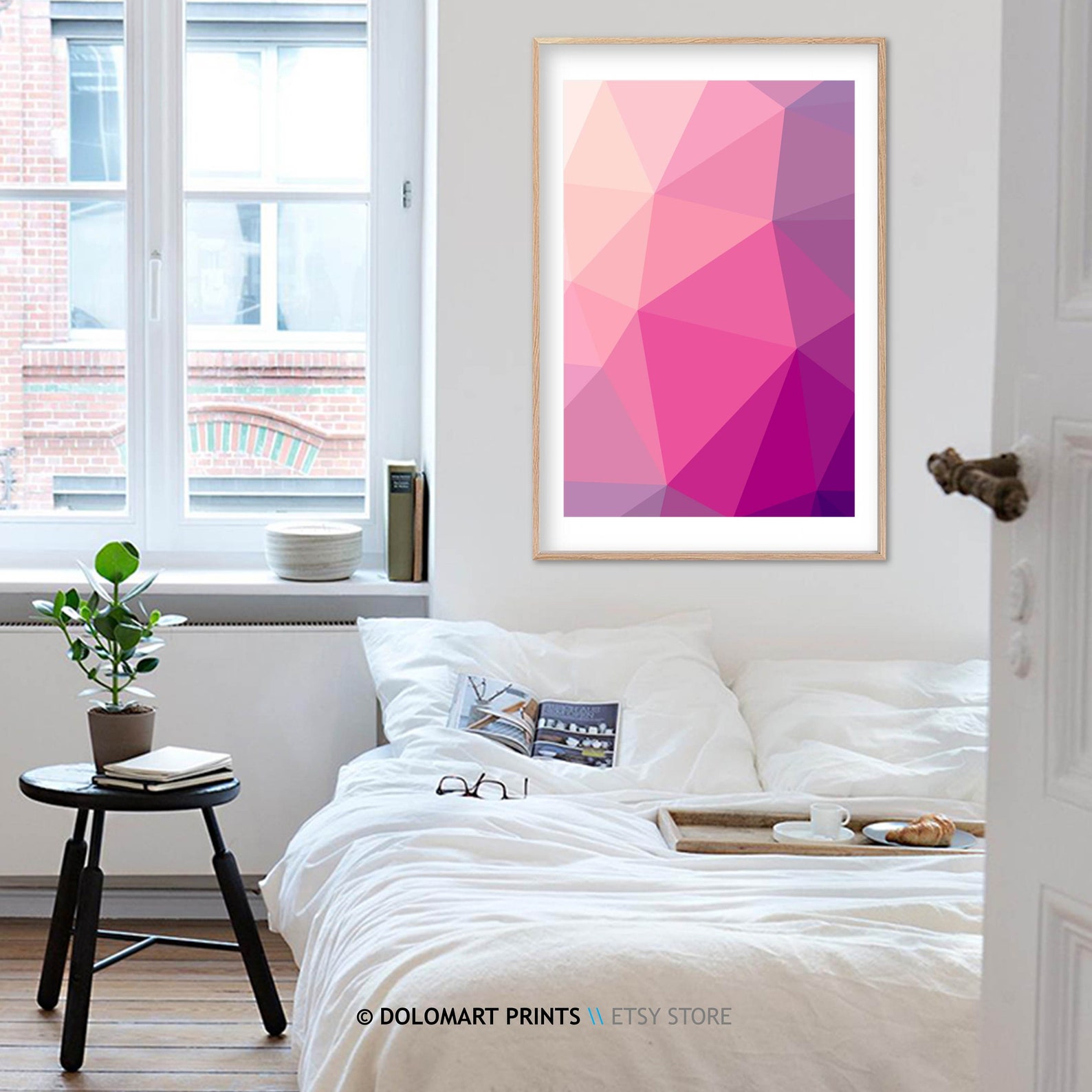 Geometric Print Pink Wall Art Scandinavian Abstract Print - Etsy