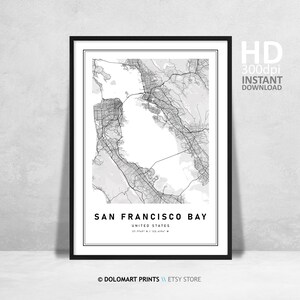 SF the Bay Area Map, San Francisco Map Print, San Francisco Map Poster ...