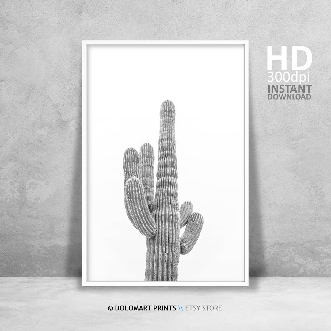 Cactus Wall Art, Rustic Printable Wall Art, Succulent Print, Saguaro ...