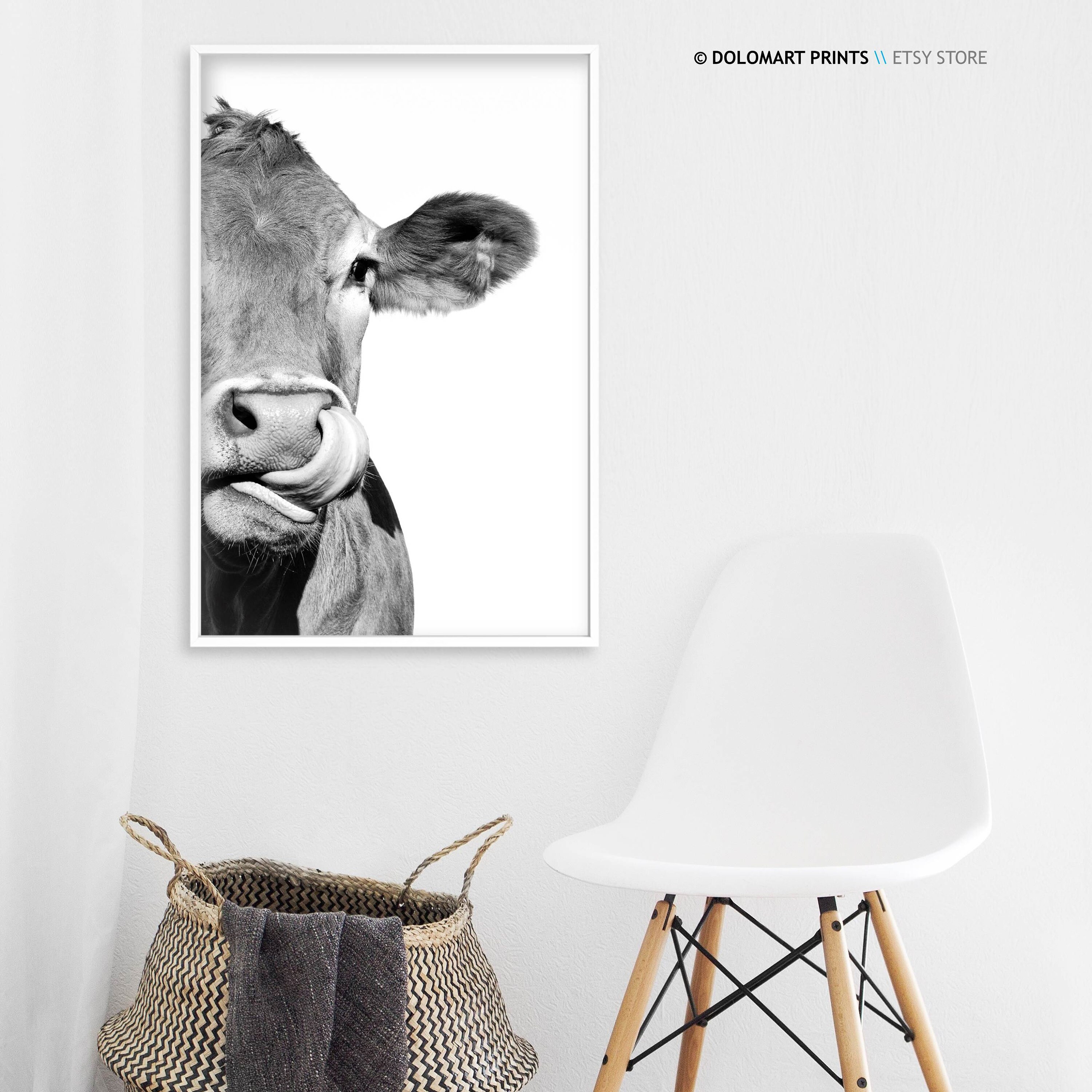 Cow Wall Art Funny Cow Print Rustic Home Decor Cattle | Etsy