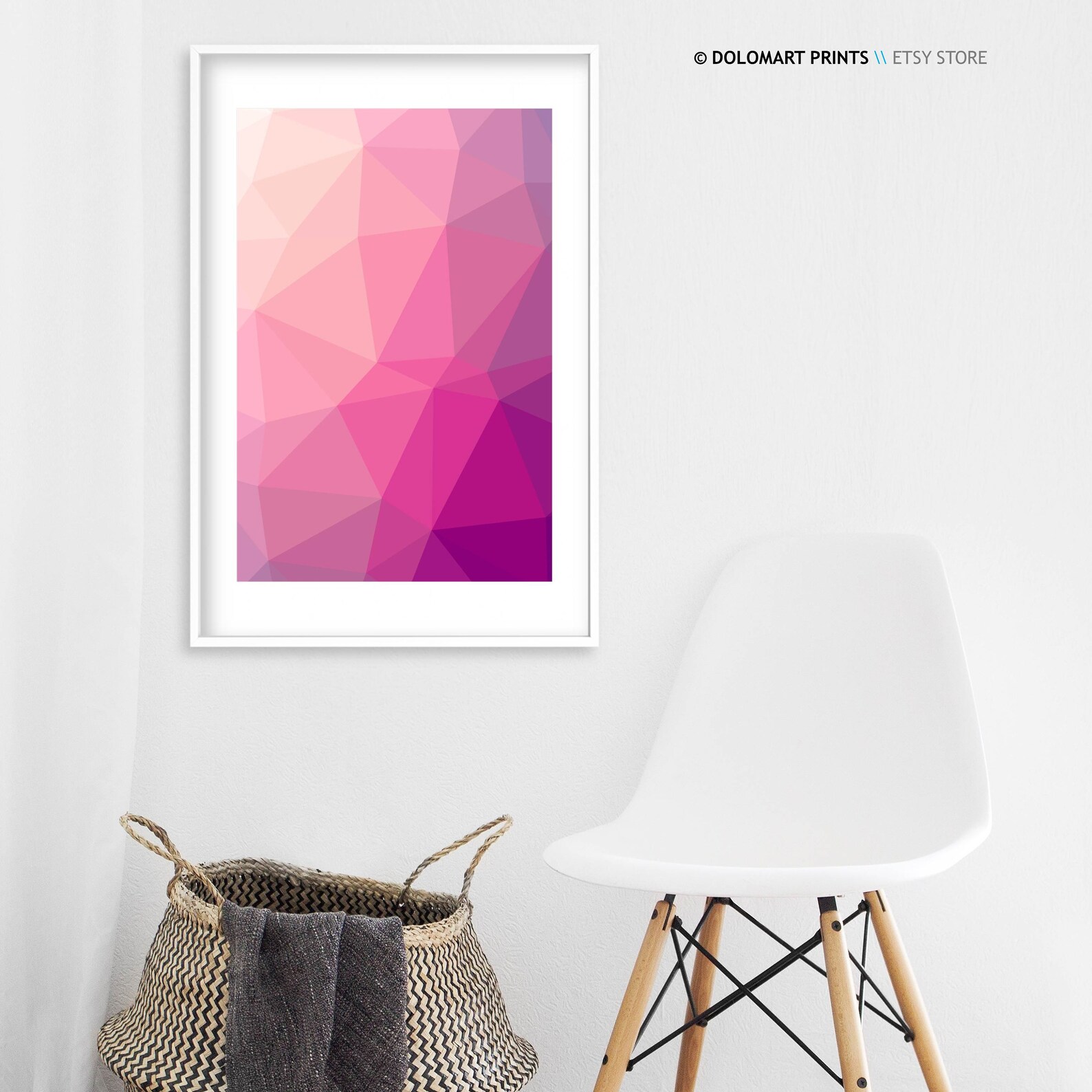 Geometric Wall Art Low Poly Wall Decor Pink Abstract Print - Etsy
