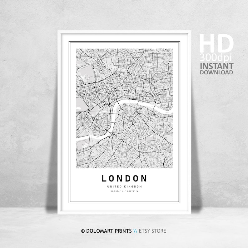 London UK Printable Maps Map of London High Resolution - Etsy