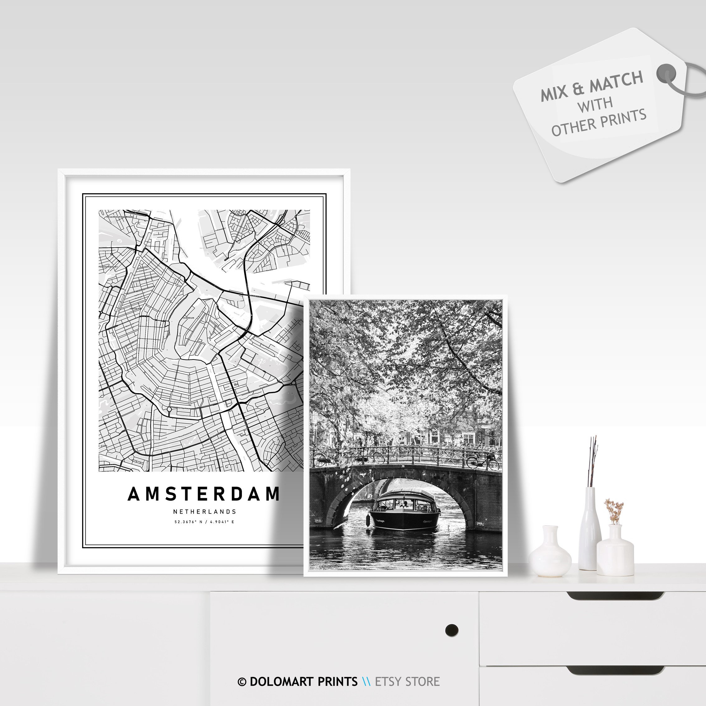 Amsterdam Printable Maps Map of Amsterdam High Resolution | Etsy