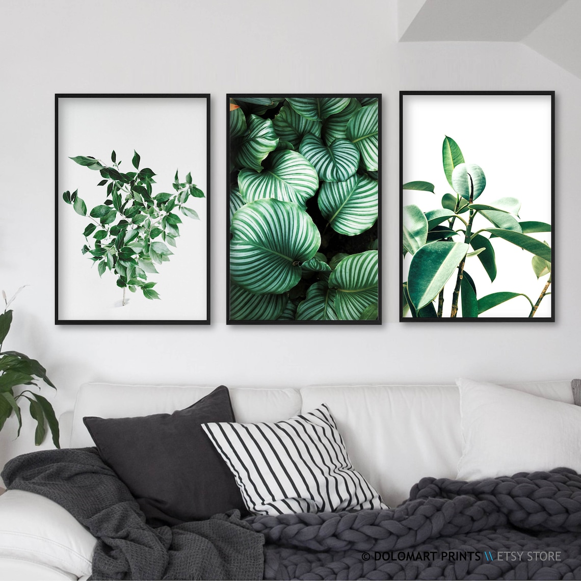 Set of 3 Prints Greenery Wall Art Bundle Tropical Botanic - Etsy