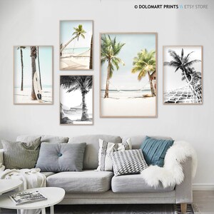 Black and White Tropical Prints Wall Gallery Set, Beach Poster Bundle ...