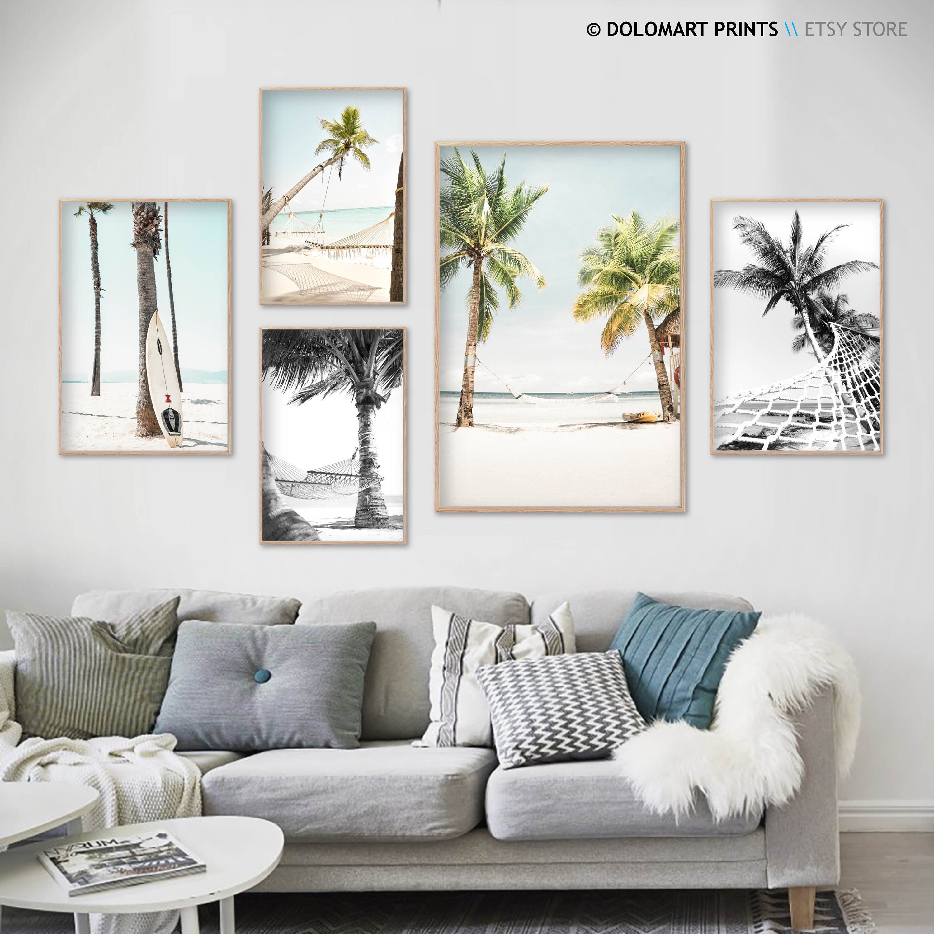 Tropical Prints Wall Gallery Set, Beach Poster Bundle, Palm Tree Prints ...