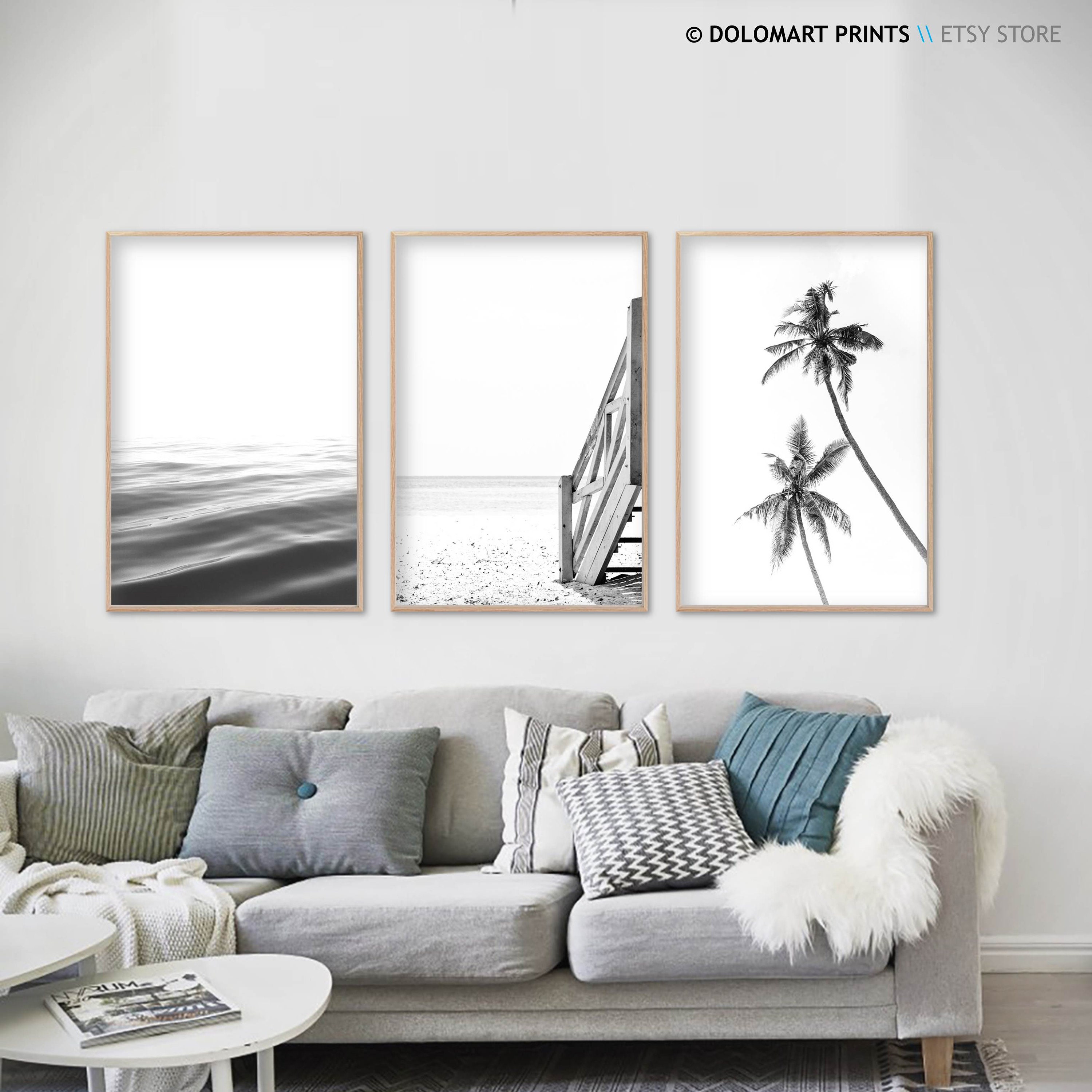 Palm Tree Print Tropical Wall Art Decor Black And White Palm Etsy