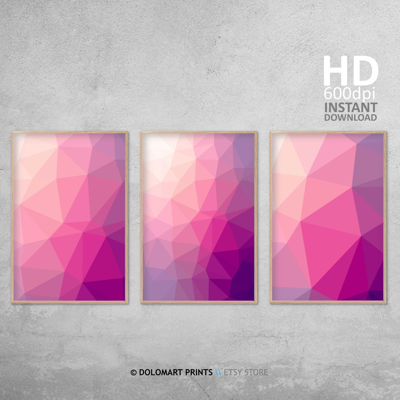 Set of 3 Prints Pink Prints Set Minimalist Prints Bundle - Etsy