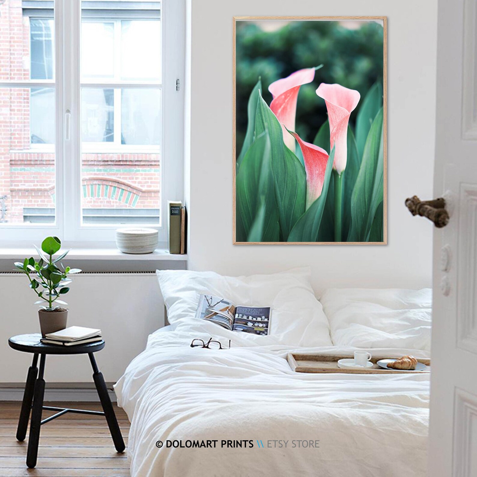 Pink Flower Print Floral Wall Decor Pink Wall Art Pink and | Etsy