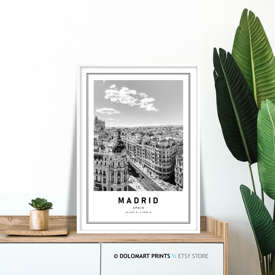 Madrid Print, Madrid Poster, Travel Wall Art Decor, Madrid Black and ...