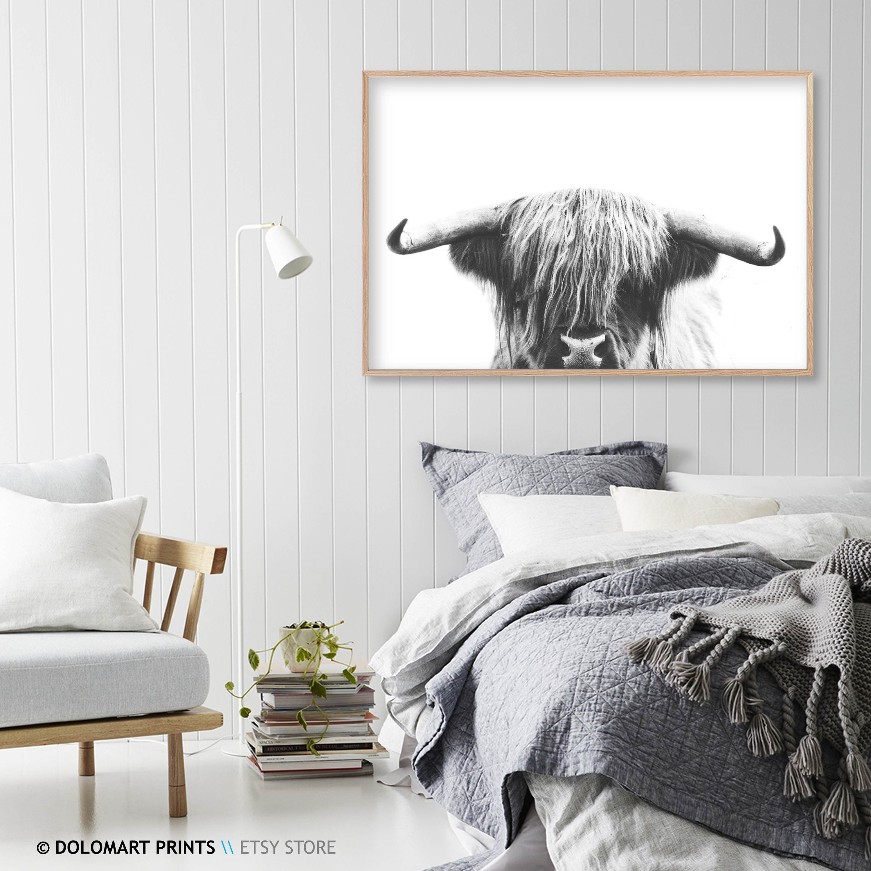 Highland Cow Print Farm Animal Wall Art Cow Poster Rustic | Etsy