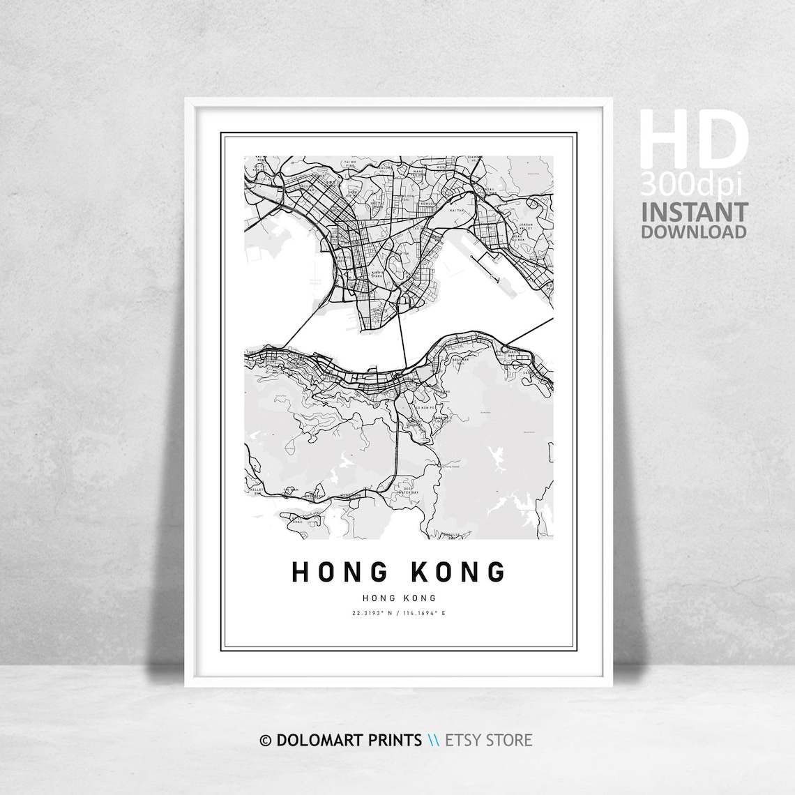 Hong Kong Printable Maps Map of Hong Kong High Resolution - Etsy