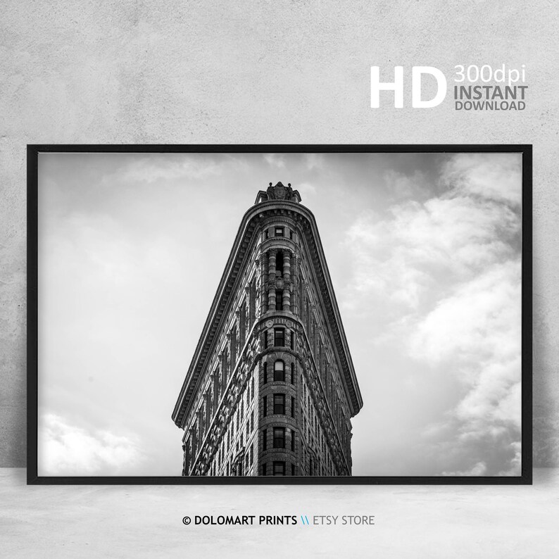 Flat Iron Print New York Wall Art Black and White | Etsy