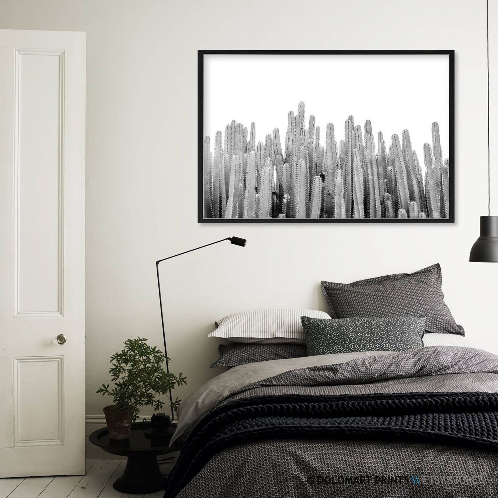 Black and White Farmhouse Decor, Cactus Printable Wall Art, Succulent ...