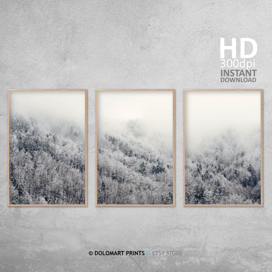 Set of 3 Winter Forest Prints Winter Woodlands Poster Set | Etsy