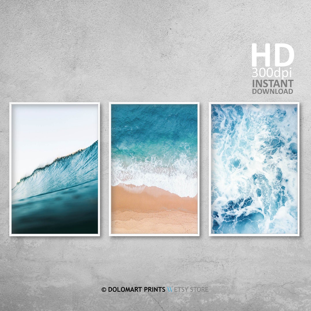 Set of 3 Prints, Modern Summer House Living Room Wall Decor, Bedroom ...