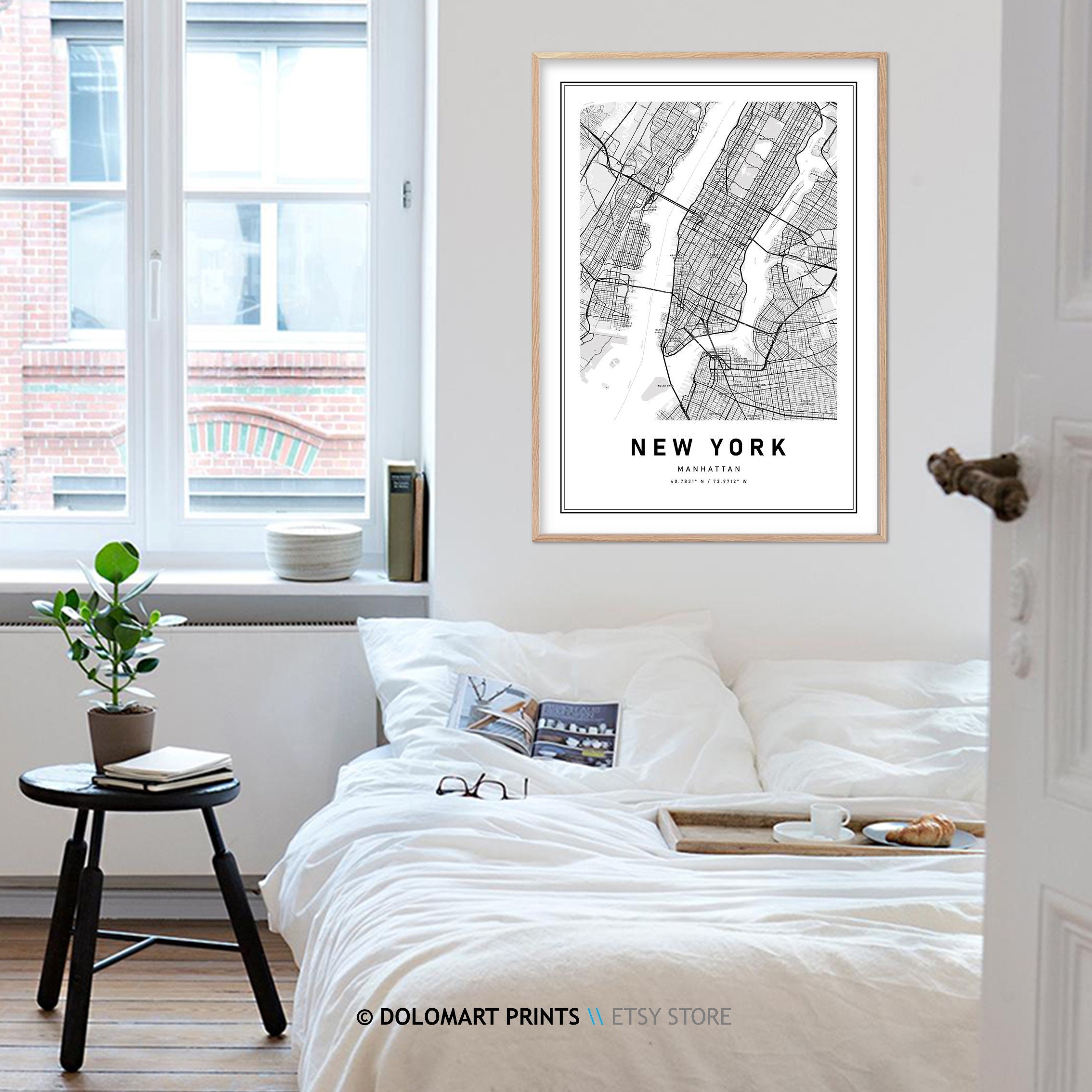 New York Map Print Printable Wall Art NYC Map Manhattan Map - Etsy