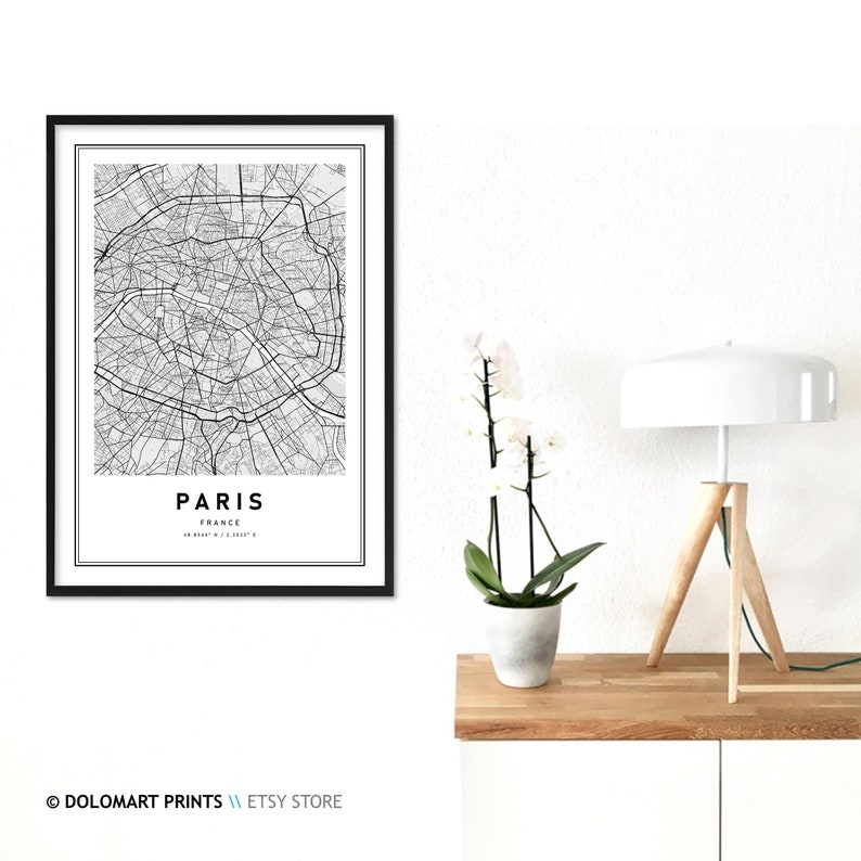Paris France Printable Maps Map of Paris High Resolution - Etsy
