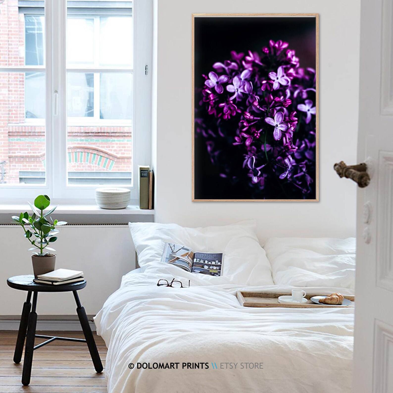 Purple Flower Print, Purple Flower Printable Photo, Purple Black Art ...