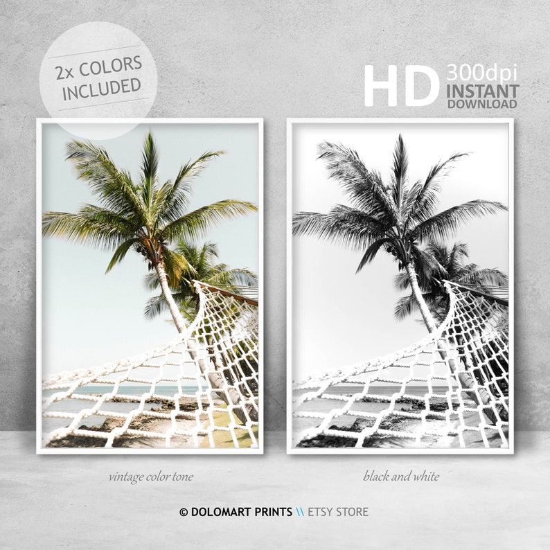 Black and White Tropical Beach Prints, Coastal Gallery Wall Set ...