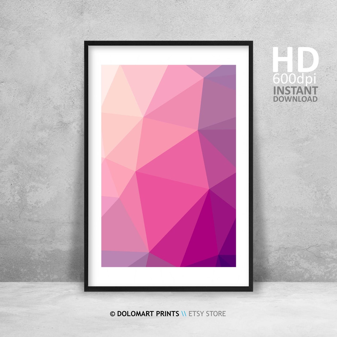 Geometric Print, Pink Wall Art, Scandinavian Abstract Print, Minimalist ...