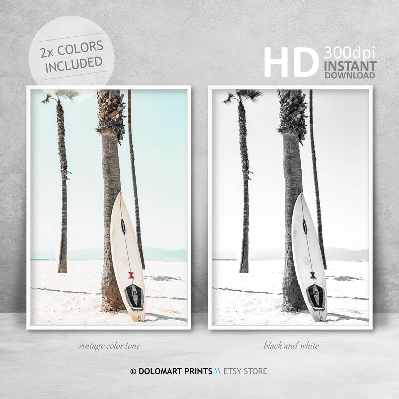 Black and White Tropical Prints Wall Gallery Set, Beach Poster Bundle ...