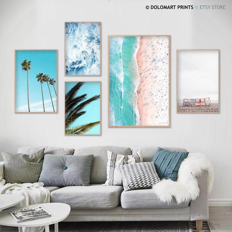 Coastal Printables Set Teal Poster Set Gallery Wall Art - Etsy