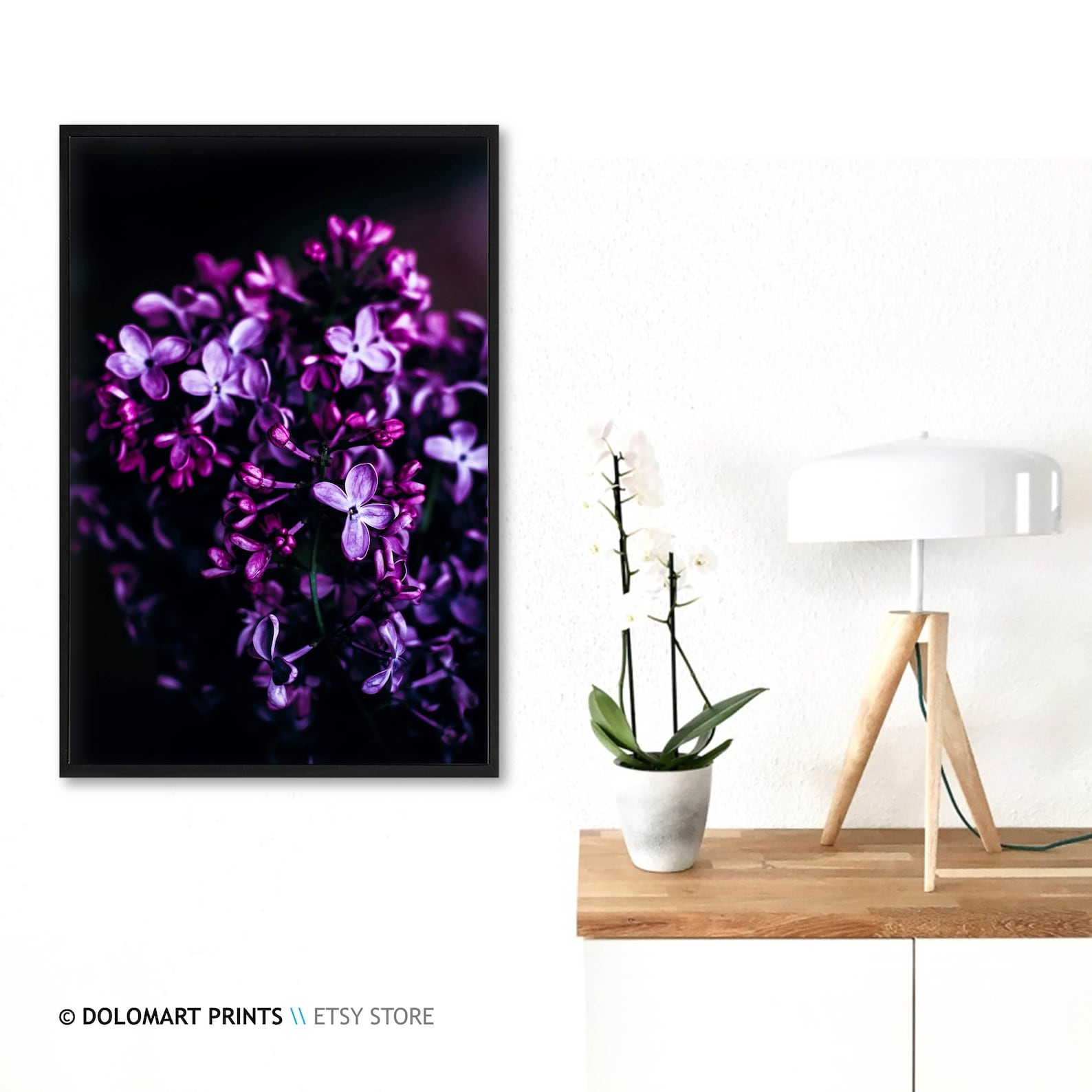 Purple Flower Print, Purple Flower Printable Photo, Purple Black Art ...