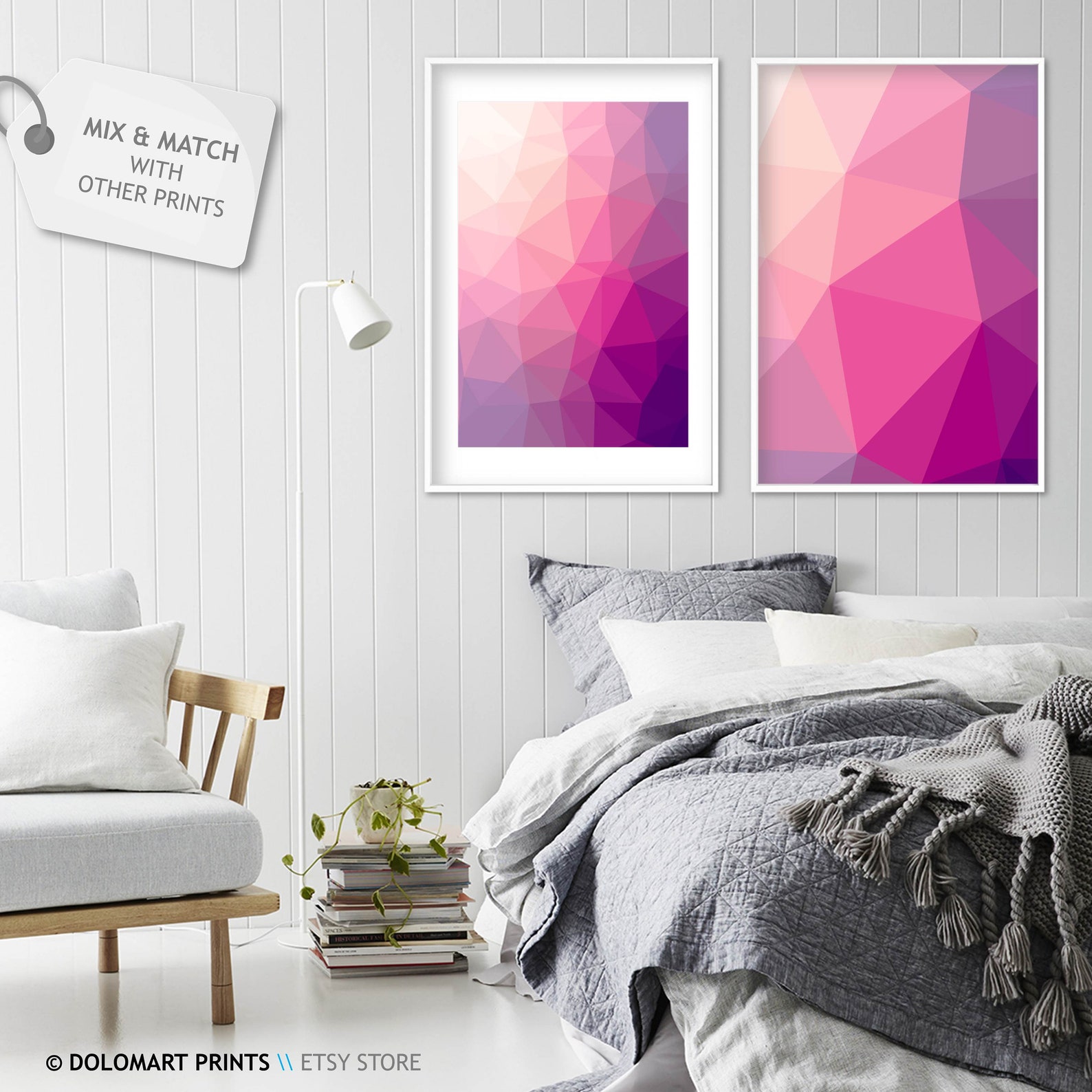 Geometric Print Pink Wall Art Scandinavian Abstract Print - Etsy