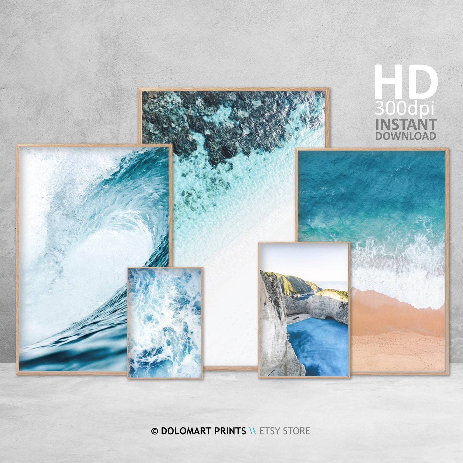 Beach Printables Poster Set Teal Poster Set Gallery Wall Art - Etsy