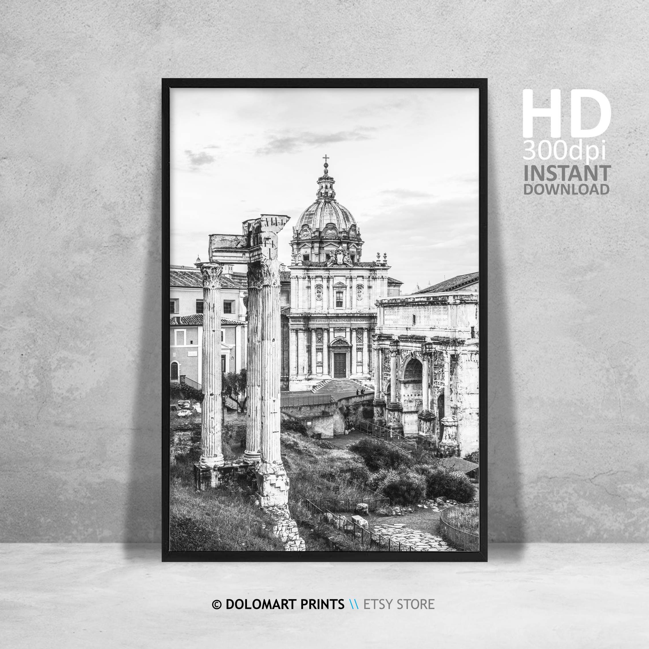 Rome Black and White Print Rome Italy Wall Art Architecture | Etsy