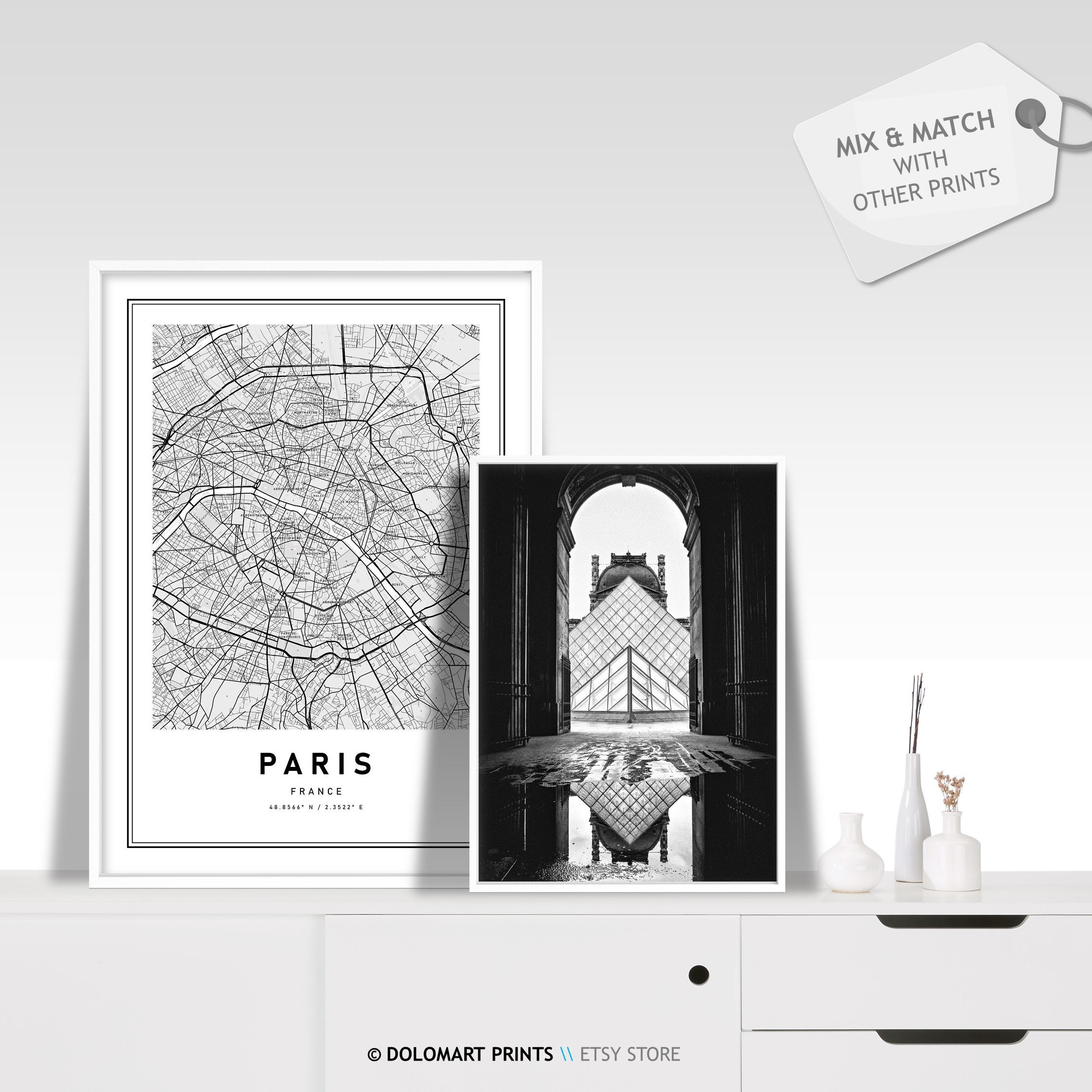 Paris France Printable Maps Map of Paris High Resolution - Etsy
