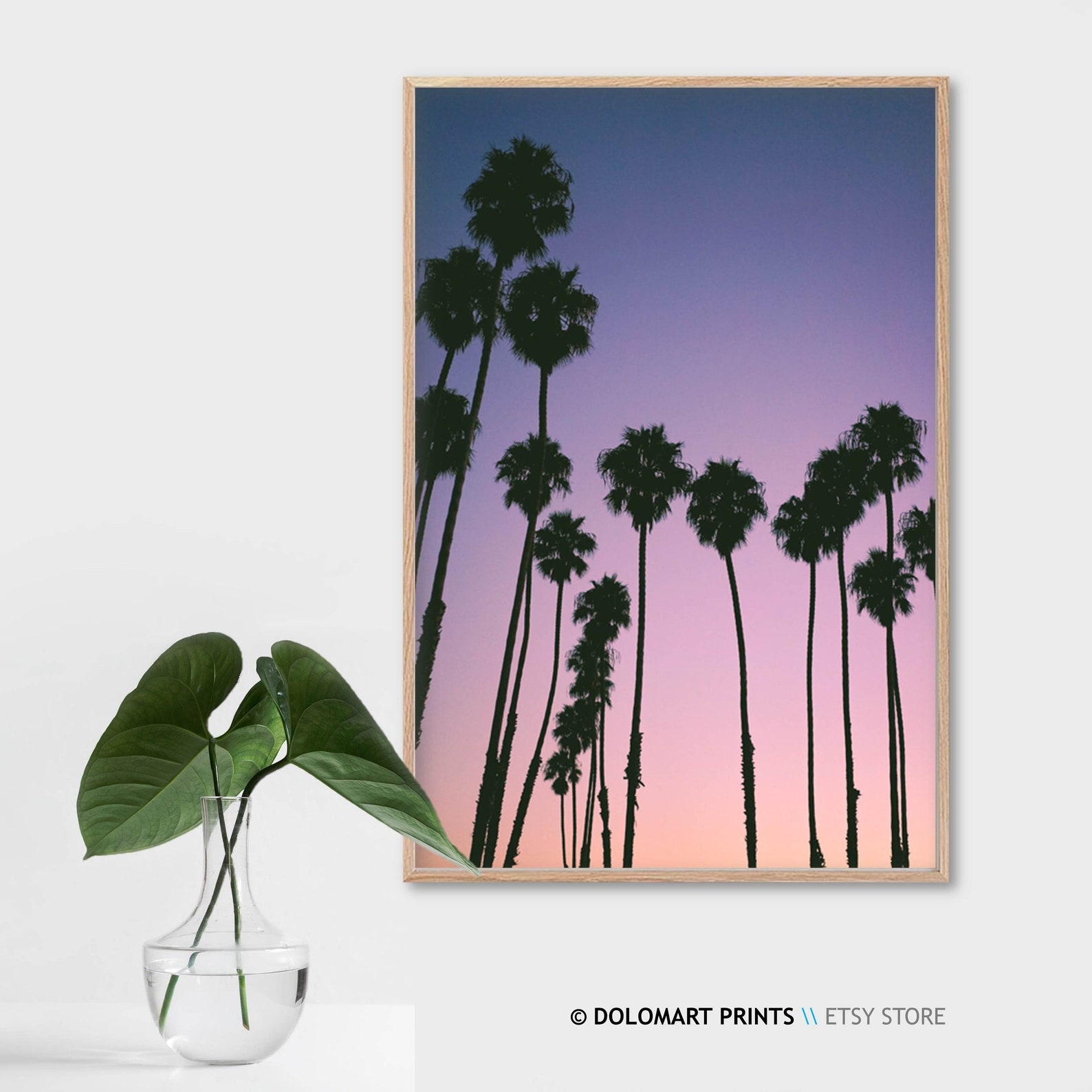 Palm Tree Print Tropical Wall Art Decor Sunset Palm Tree - Etsy
