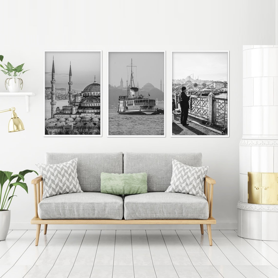 Istanbul Turkey Printable Set of 3 Travel Poster Black and | Etsy