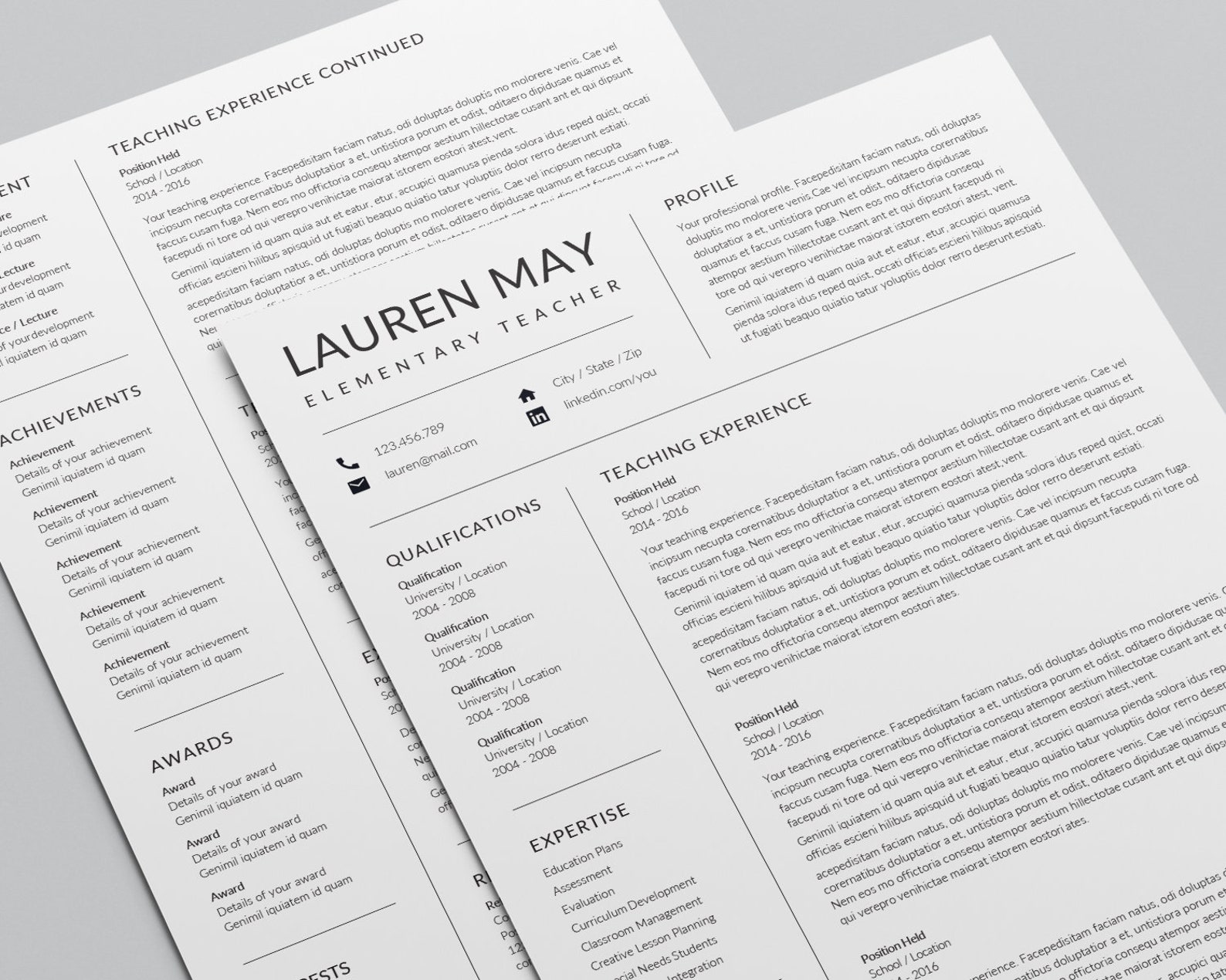 Teacher Resume Teacher Resume Template Creative Resume | Etsy