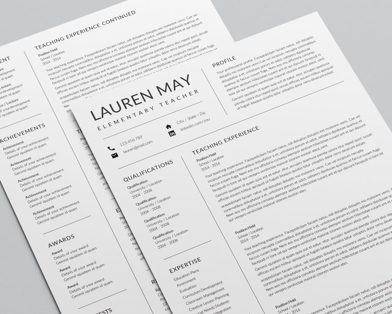 Teacher Resume Teacher Resume Template Creative Resume Template ...
