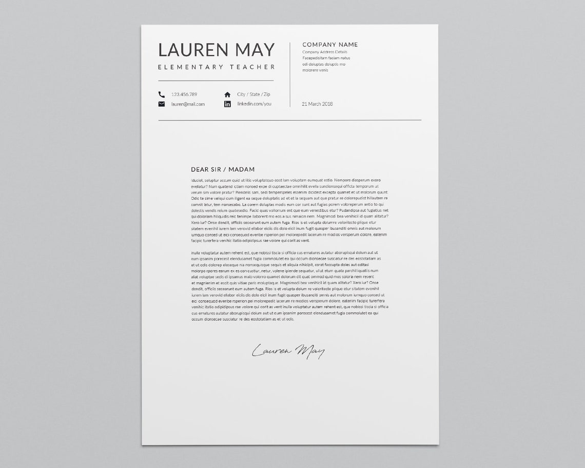 Teacher Resume Teacher Resume Template Creative Resume | Etsy