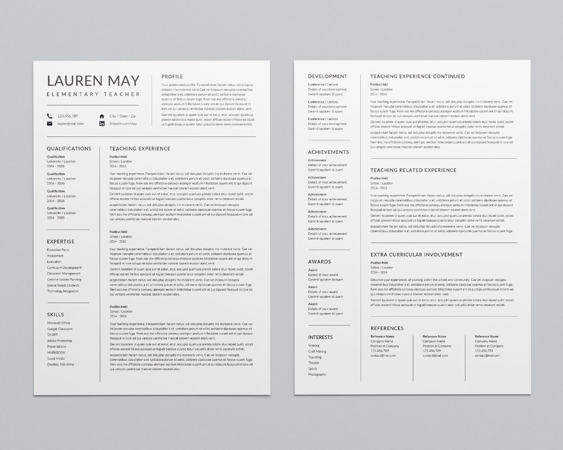 Teacher Resume Teacher Resume Template Creative Resume Template ...