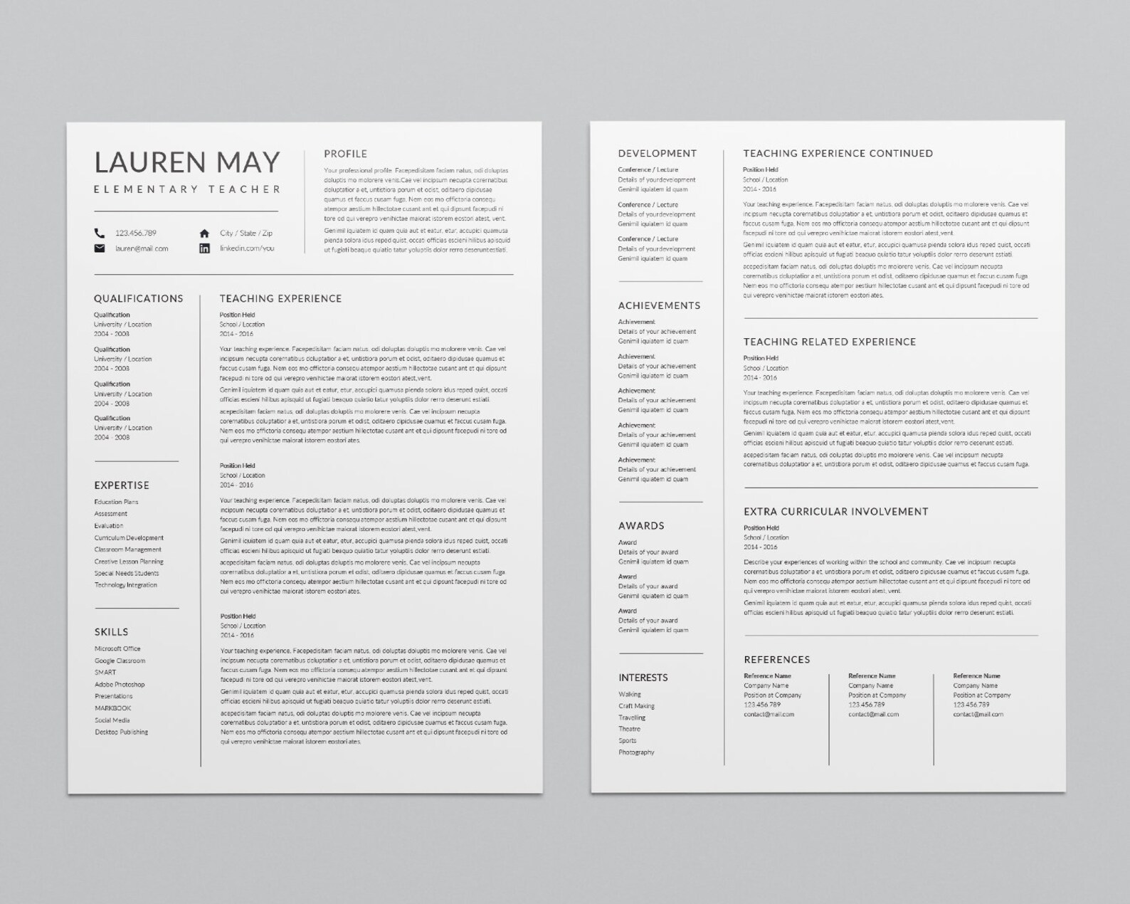 Teacher Resume Teacher Resume Template Creative Resume | Etsy