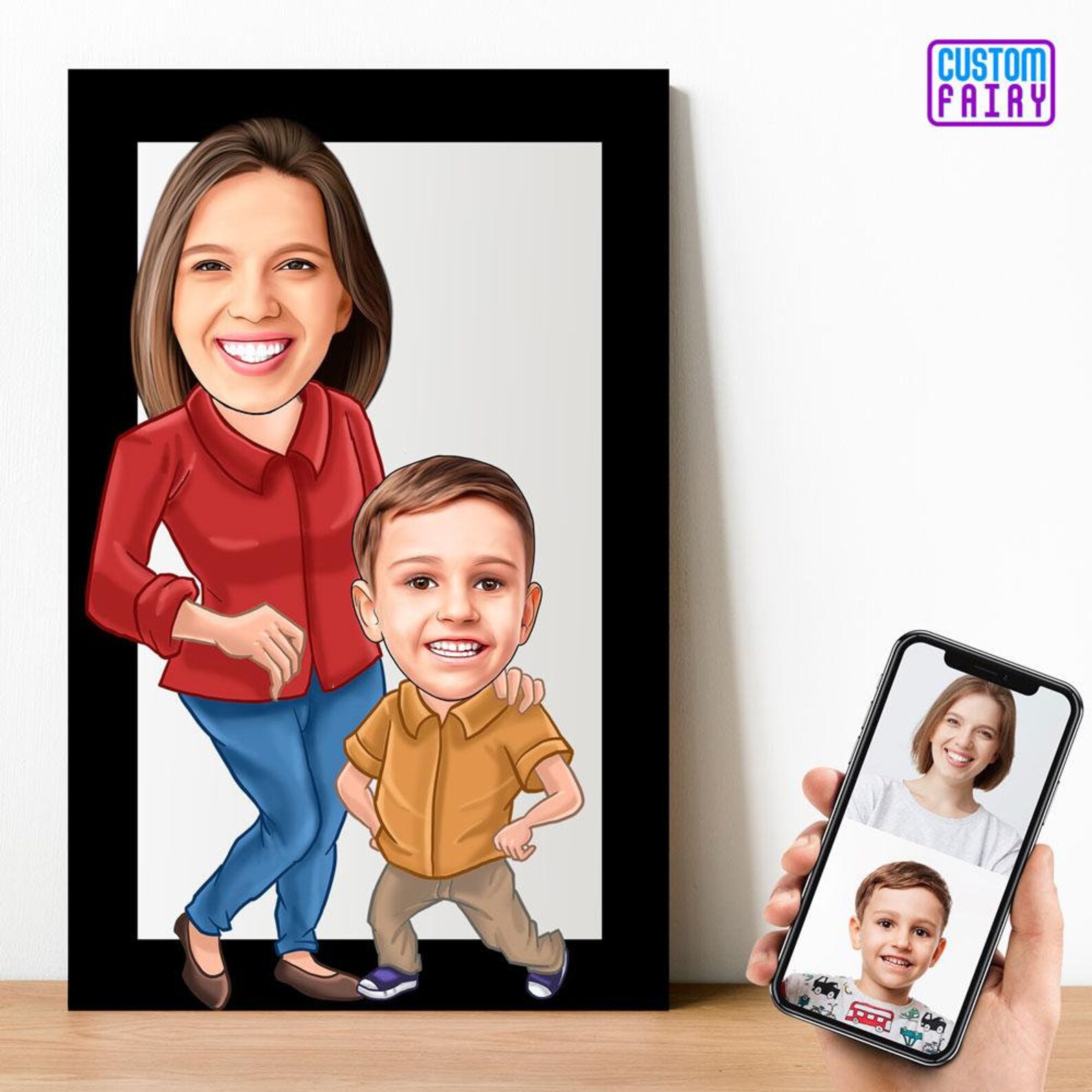 Personalized Family Cartoon Wooden Wall Art Caricature - Etsy