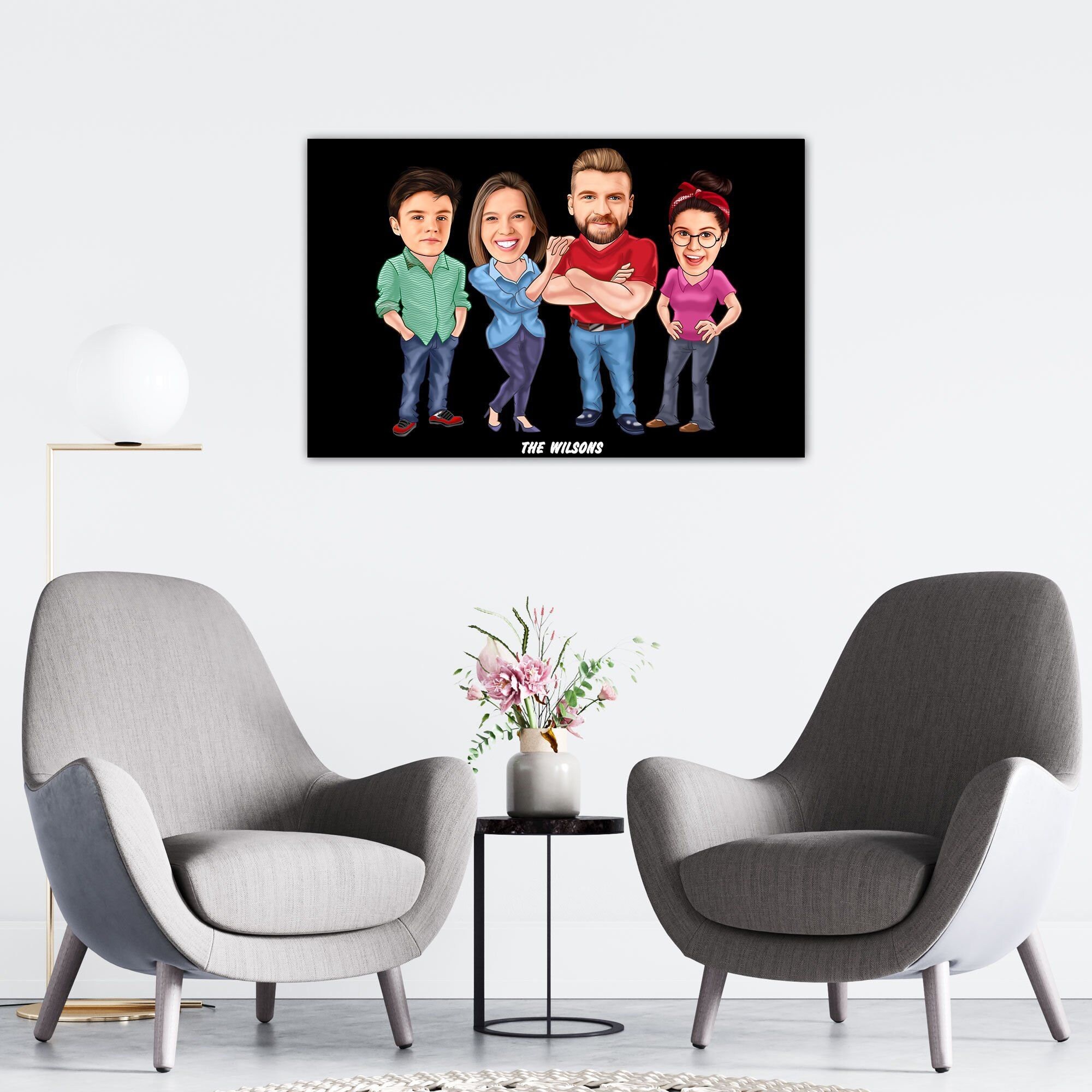 Personalized Family Cartoon Wooden Wall Art Caricature - Etsy