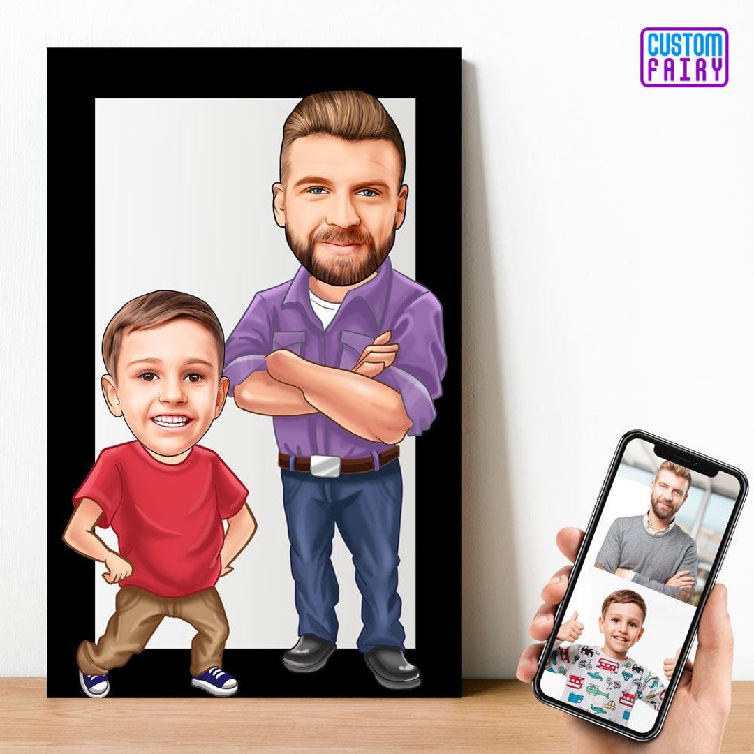 Personalized Family Cartoon Wooden Wall Art, Caricature Portrait ...