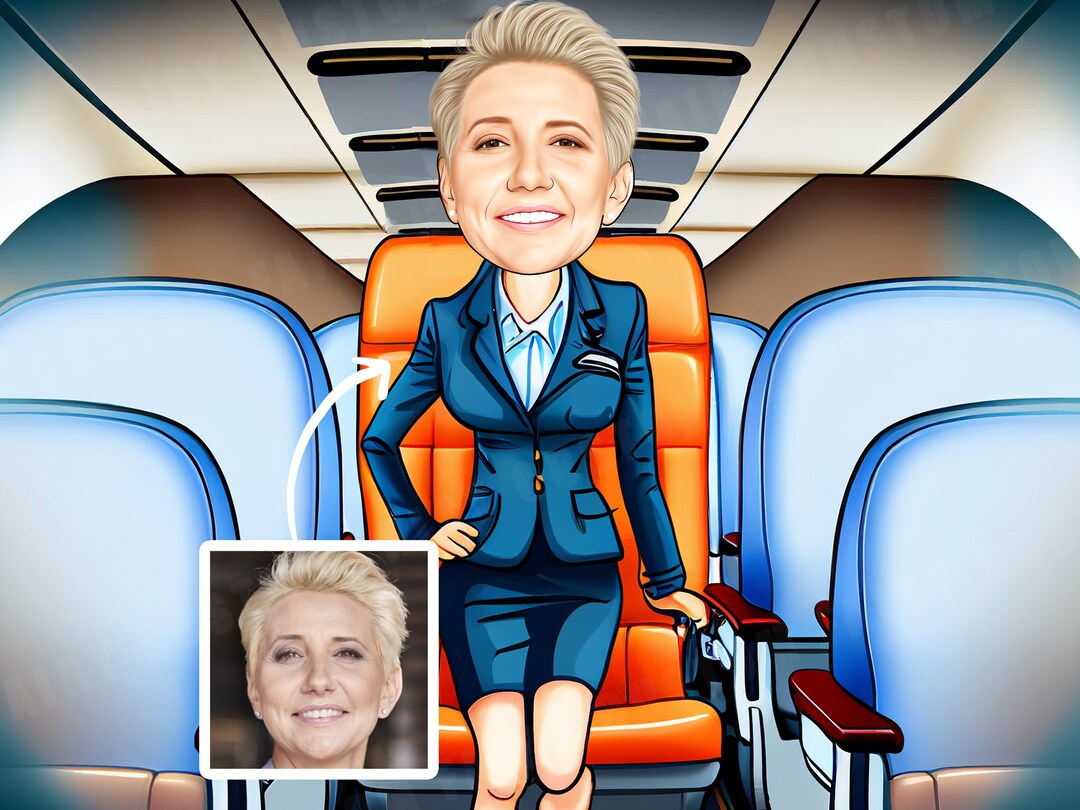 Personalized Caricature Of A Female Flight Attendant Flight Attendant personalized-caricature-of-a-female-flight-attendant-flight-attendant